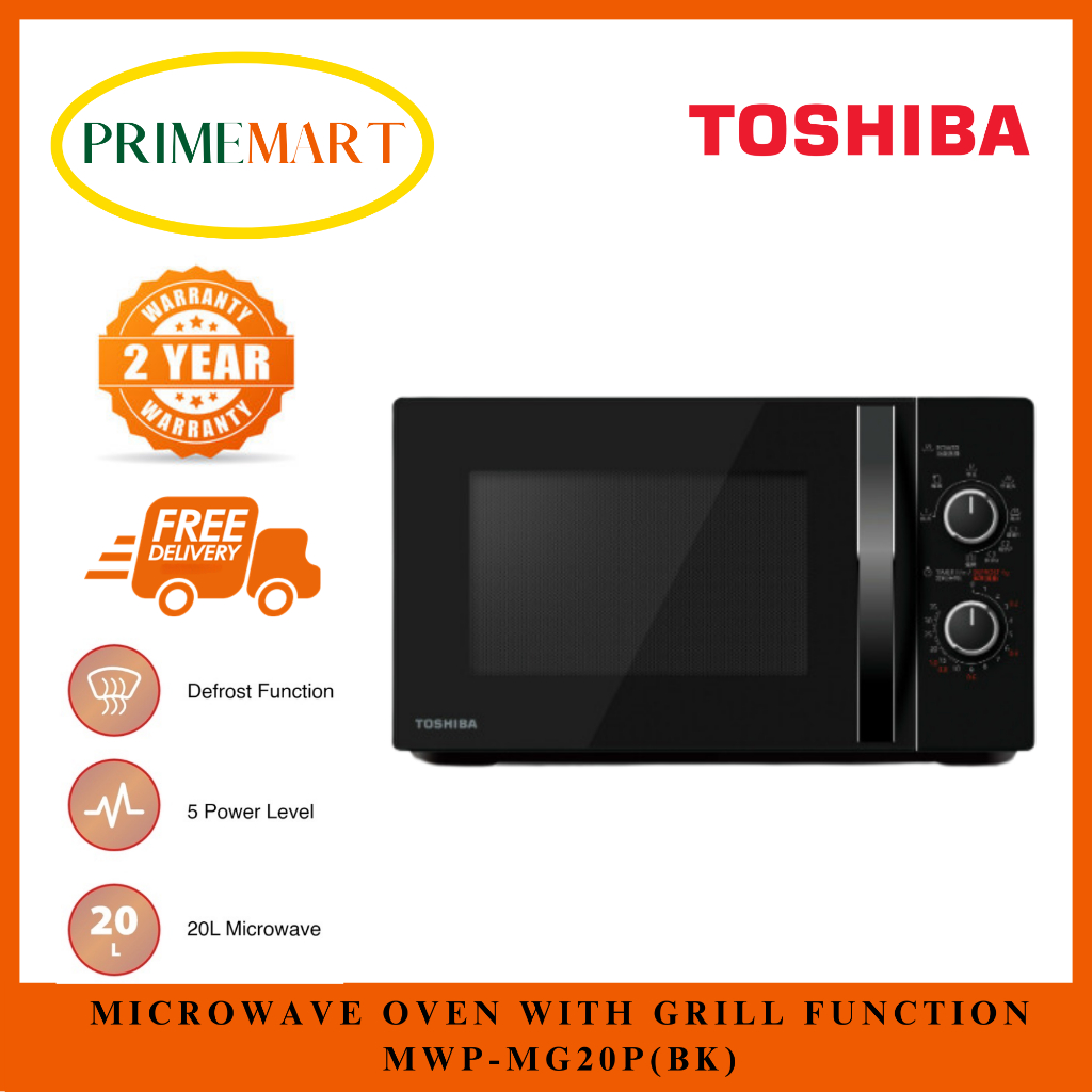 TOSHIBA MWP-MG20P(BK) 20L MICROWAVE OVEN WITH GRILL - 2 YEARS TOSHIBA WARRANTY + | Shopee Malaysia