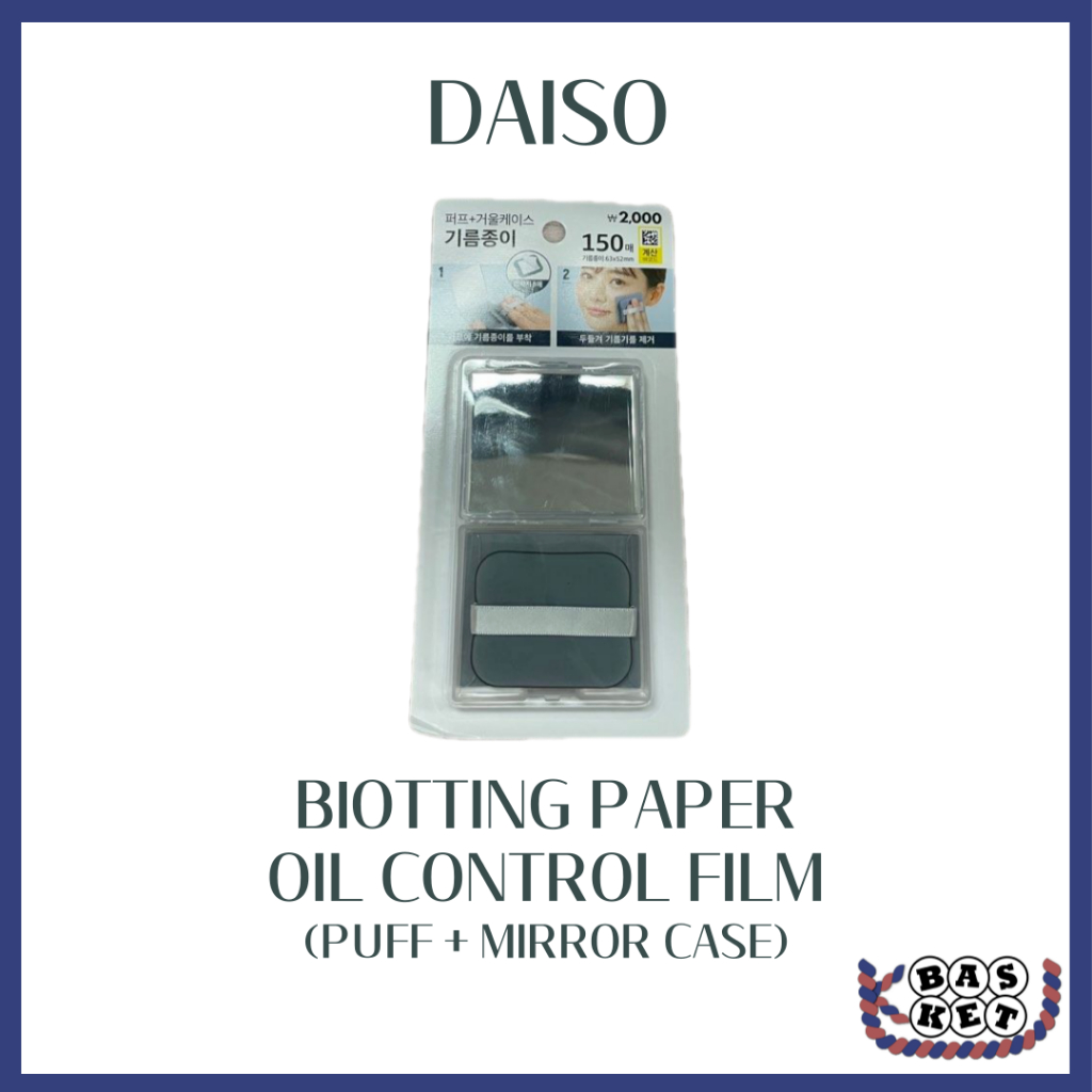 [DAISO] Blotting Paper Oil Control Film (puff+mirror case) 50 + 100 sheets | Shopee Malaysia
