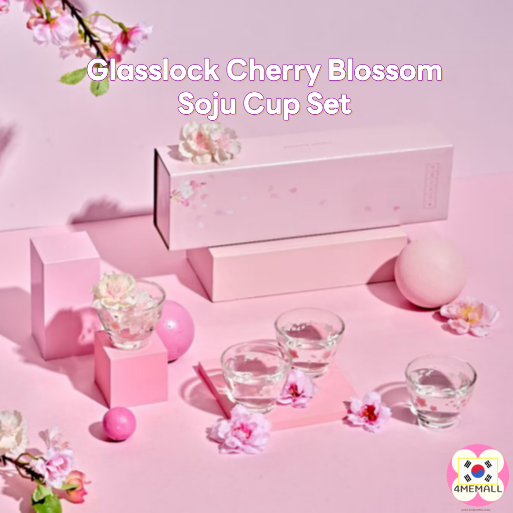 Glasslock Cherry Blossom Soju Cup 4P Set Gift Soju Glass | Shopee Malaysia