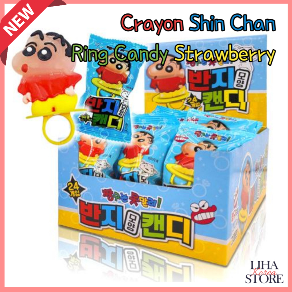 Korean Snack Crayon Shin Chan Ring Candy Strawberry 14g Cute Candy ...