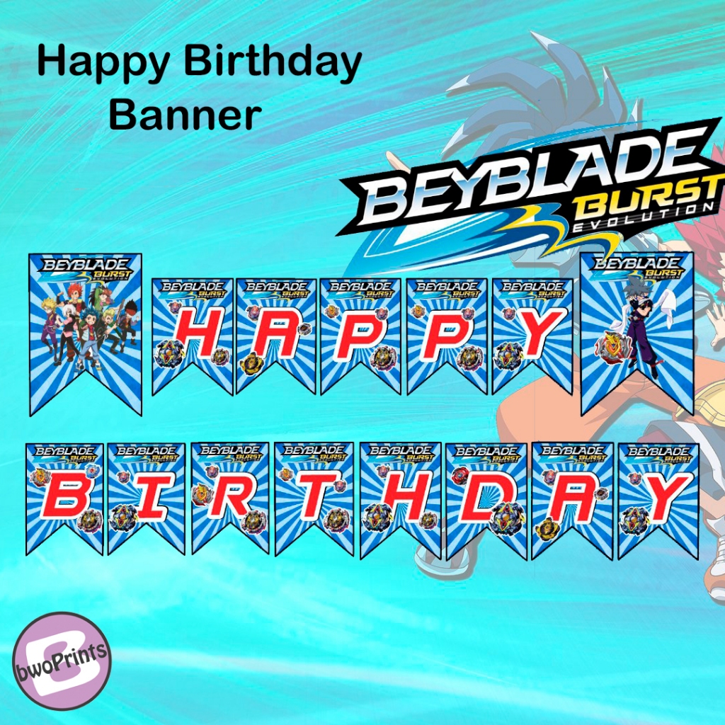 SG Seller Beyblade Happy Birthday Banner Party Cake Toppers Cupcake ...