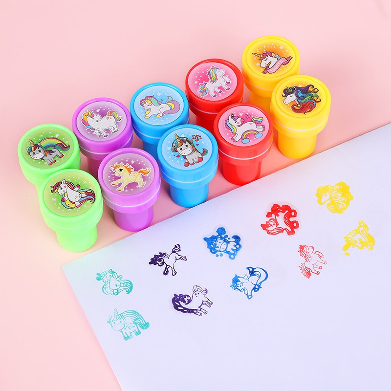 10PCS Unicorn Stamp Inked Chop Unicorn Chop Reward Stamp Super Mario ...