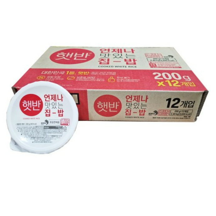 [Bundle of 12] CJ Hatban Microwavable White Rice 200g [Korean Food ...