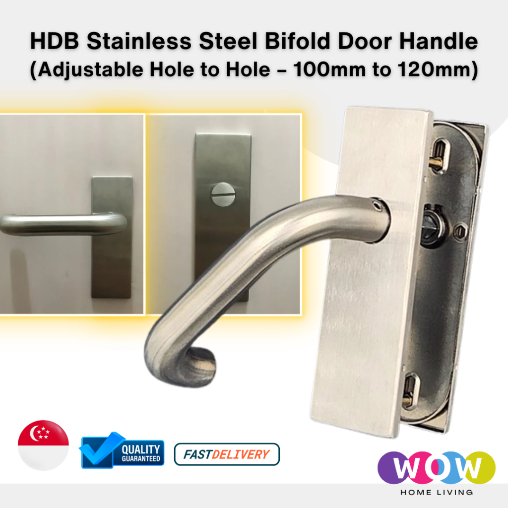 HDB Stainless Steel Bifold Door Handle Adjustable Hole to Hole (100mm ...