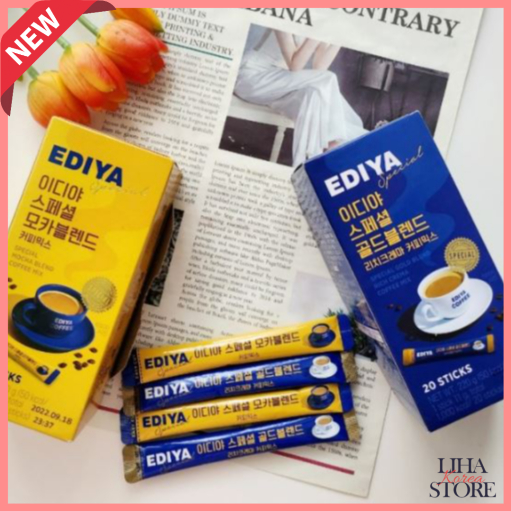 (20sticks)EDIYA Korean Coffee Mix Gold Blend Mocha Blend Korea Cafe ...