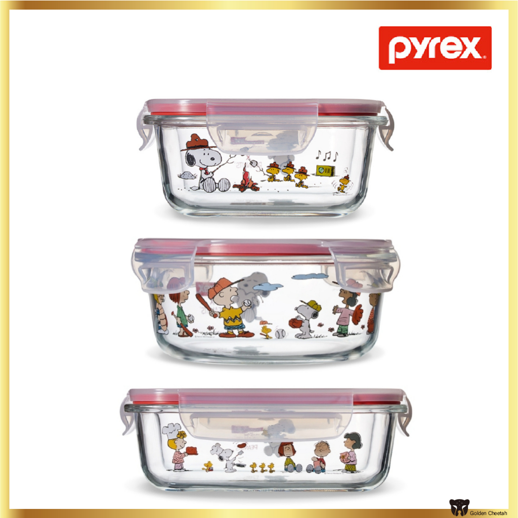 Pyrex Snoopy 4-sided Sealed Glass Food Container | Shopee Malaysia