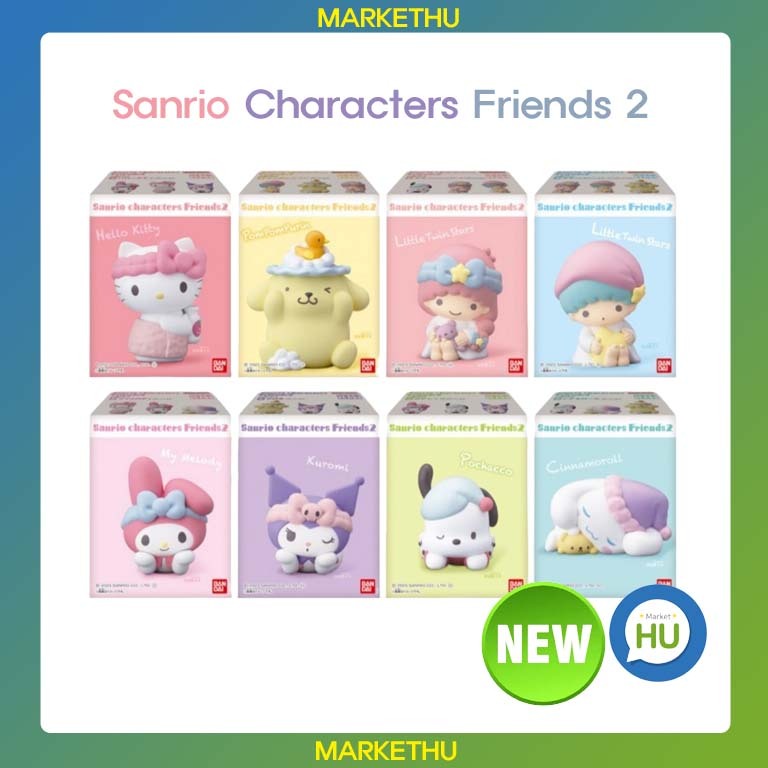 Sanrio Characters Friends 2 Figure, Random 1 out of 8 Types/Hello Kitty, Kuromi, Pom Pom Purin ...