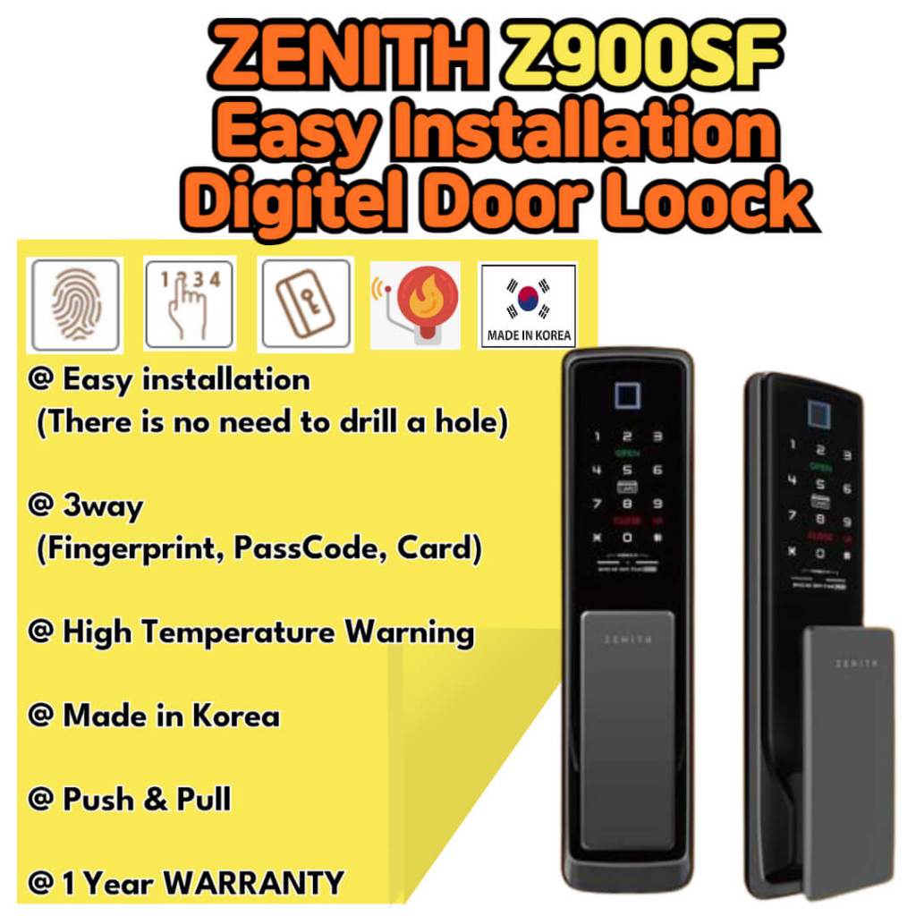 [Made in Korea] Zenith Easy Installation push-pull digital door lock ...