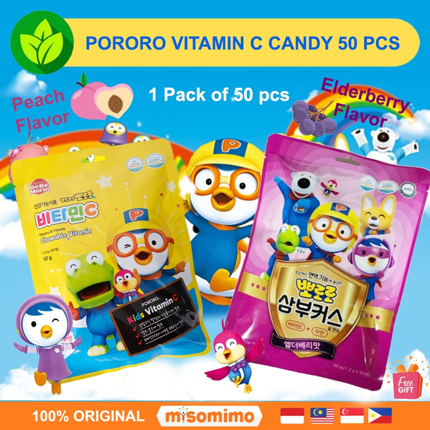 [READY] Pororo Vitamin C Zinc Sambucus Candy 50 pcs Korea + FREE Bonus ...