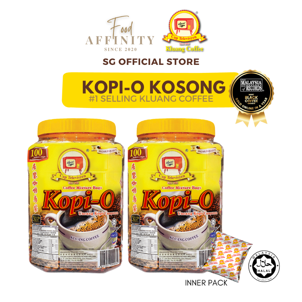 [Bundle of 2] Kluang Coffee Cap TV Kopi-O Kosong 10gm x 200sachets - by ...