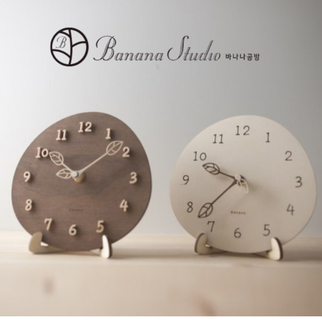 KR BANANA STUDIO Wooden Noiseless Wall Clock Small Table Clocks ...