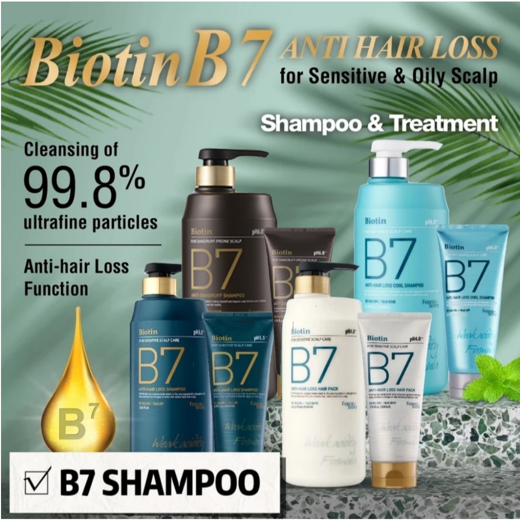 KOREAN BIOTIN B7 3 types of shampoo (Anti-Hair Loss / Cool / Dandruff ...