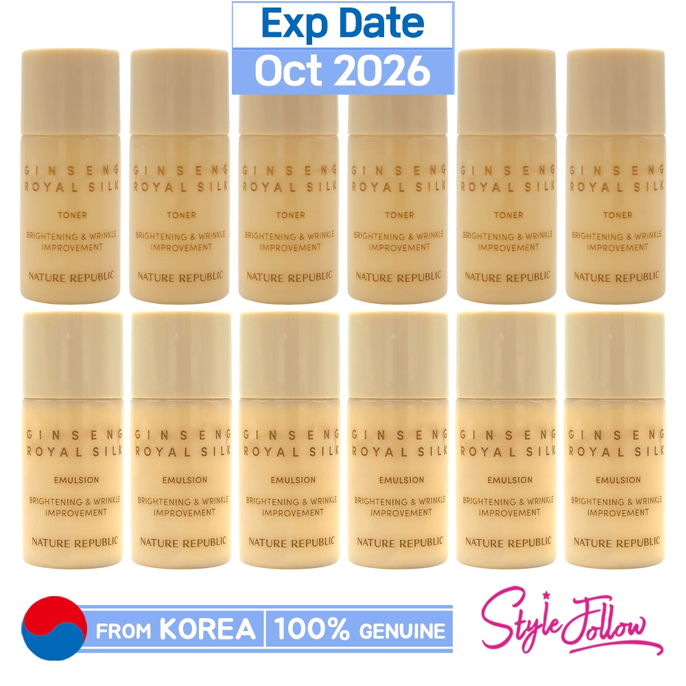 12pcs ️[NATURE REPUBLIC] Ginseng Royal Silk Emulsion / Toner 6ml ...