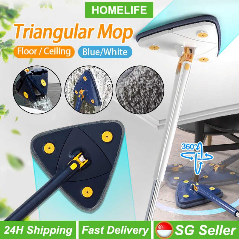 Triangle Mop With Free Wall Hanger 360 Rotatable Hands Free Squeeze For ...