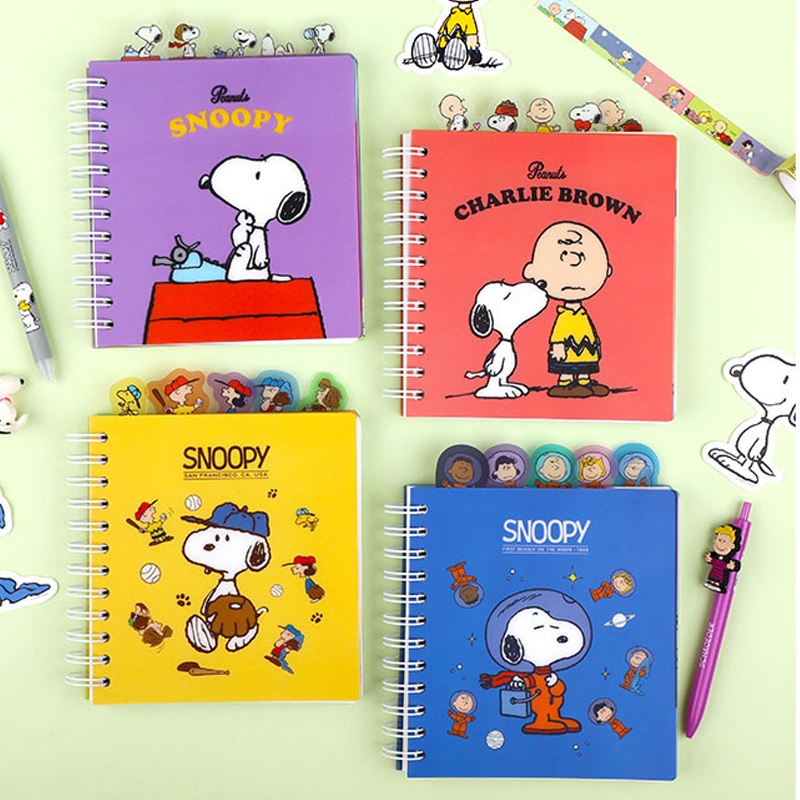 Peanuts Snoopy Index Lined Spiral Notebook Hard Cover Spring Notepad ...