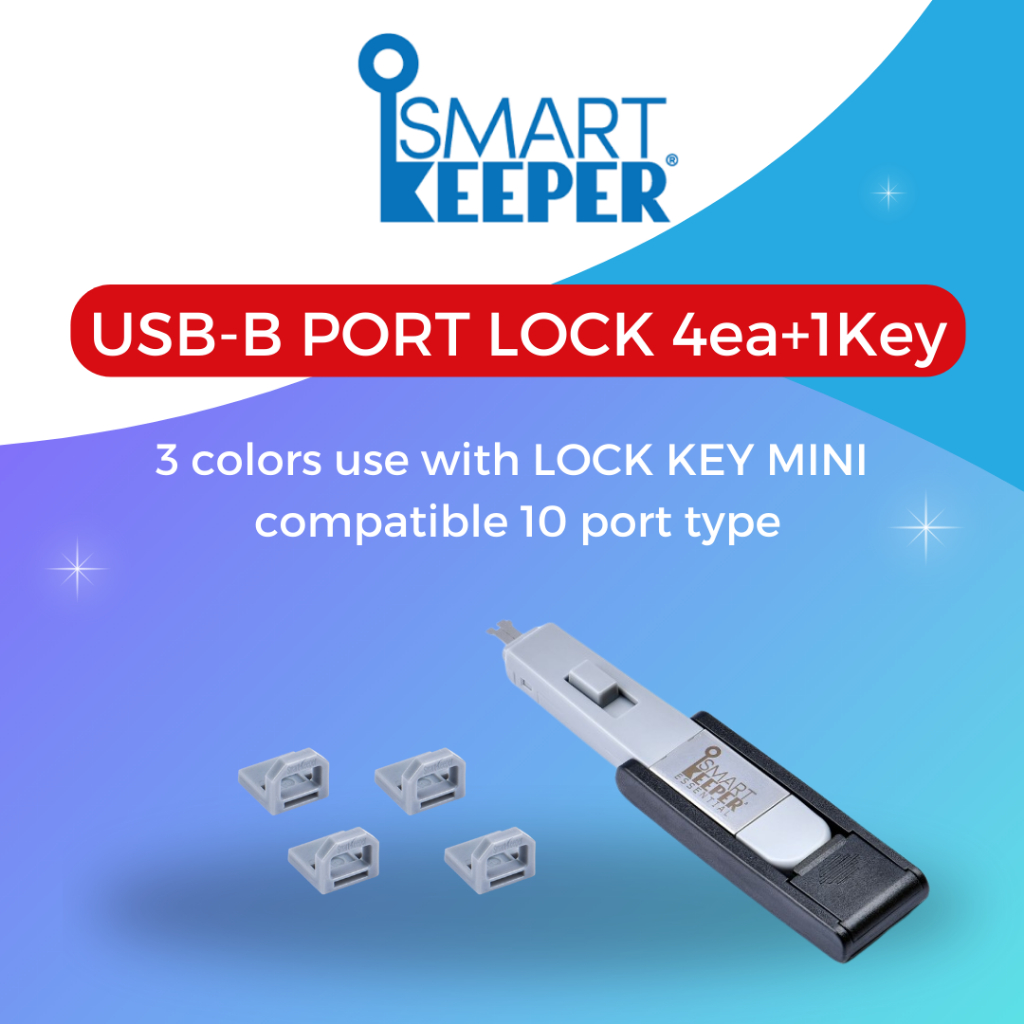 SMARTKEEPER USB-B Port Blocker & key - 4 Blockers + 1 key (Grey ...