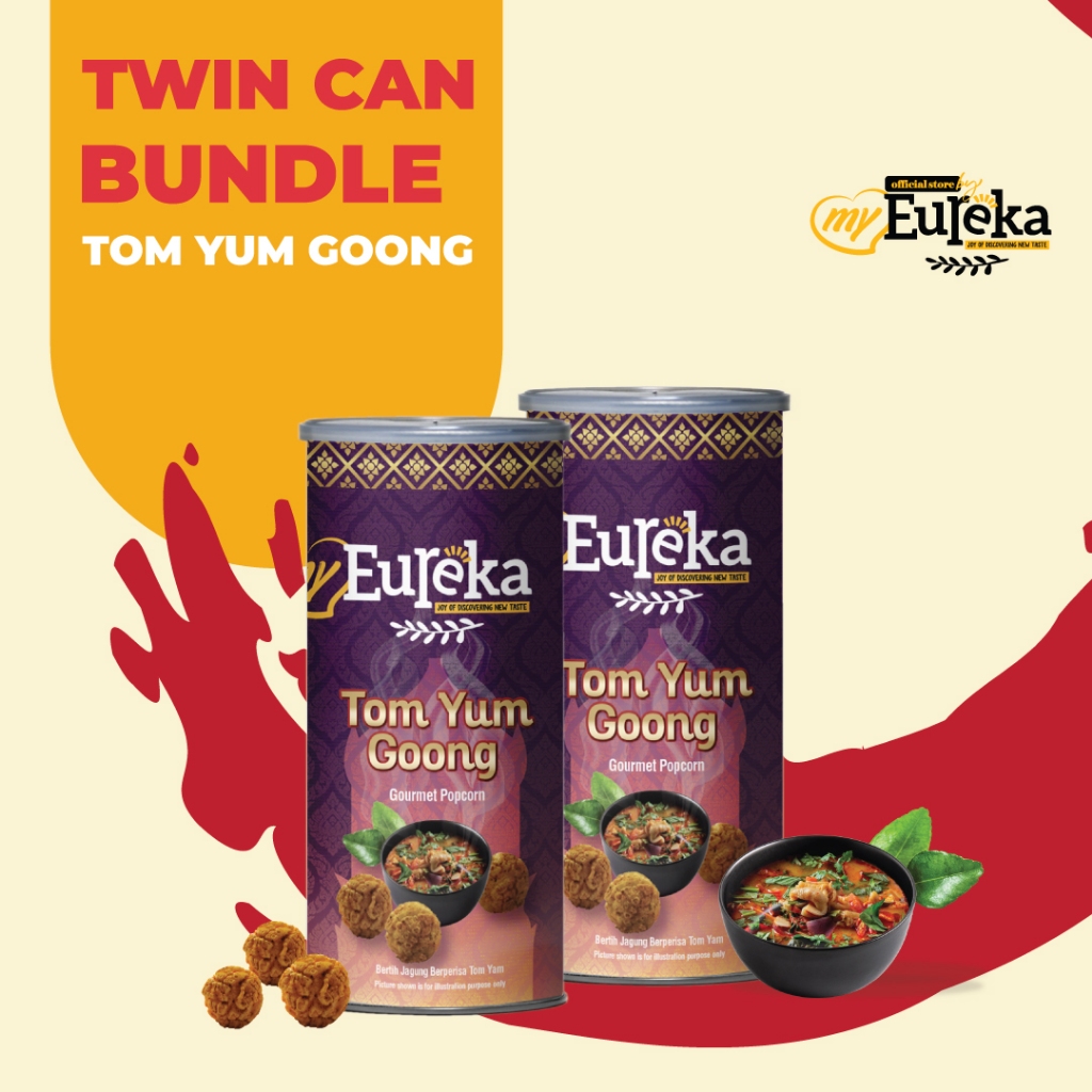 [Bundle of 2] Eureka Tom Yum Goong Gourmet Popcorn Can 70g | Shopee ...