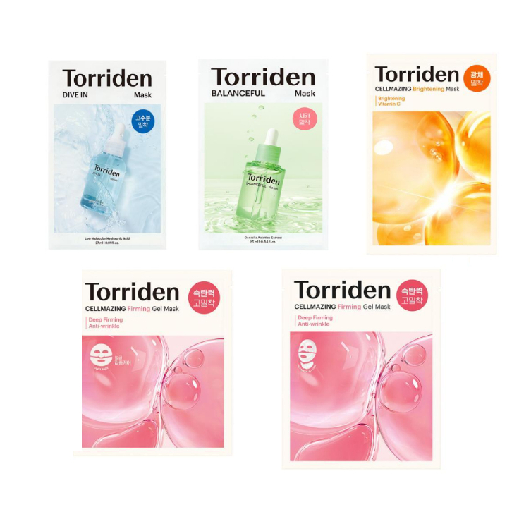 Torriden 5 types of mask packs (Dive-in Low Molecular Hyaluronic Acid ...