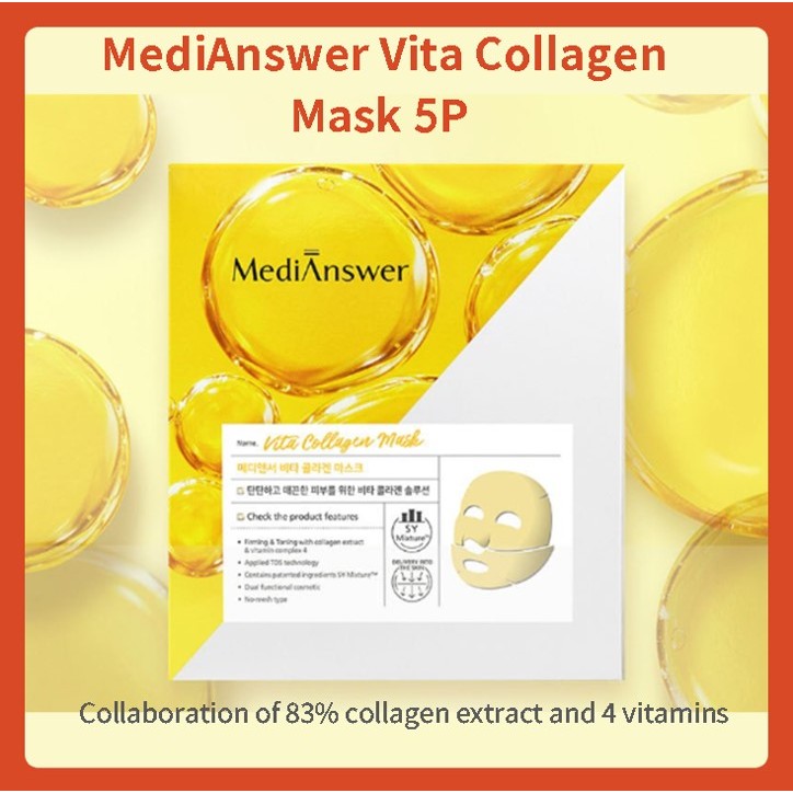 MediAnswer Vita Collagen Mask 5 pieces, koean collagen mask pack ...