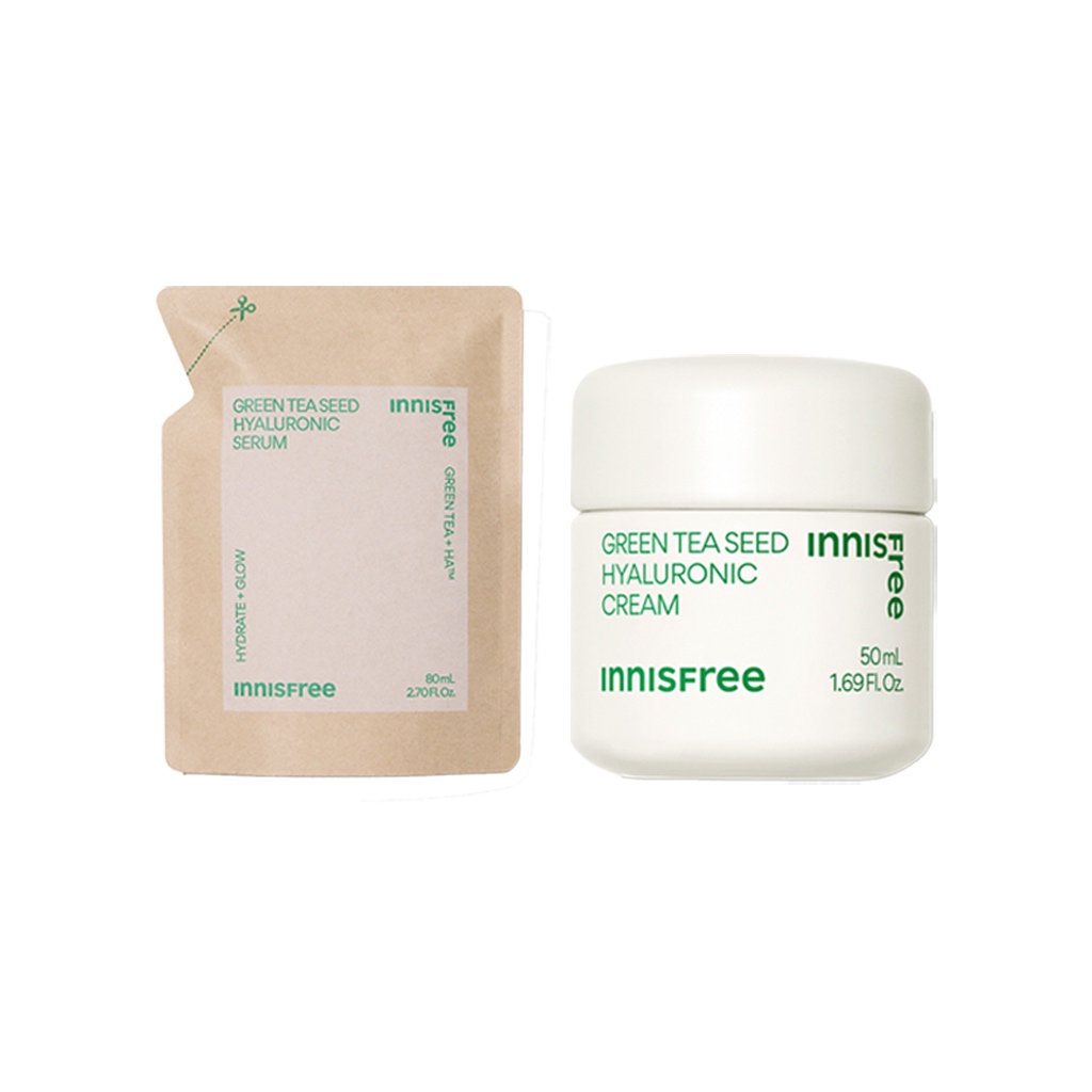 innisfree green tea seed hyaluronic skin care line (cream 50ml, serum ...