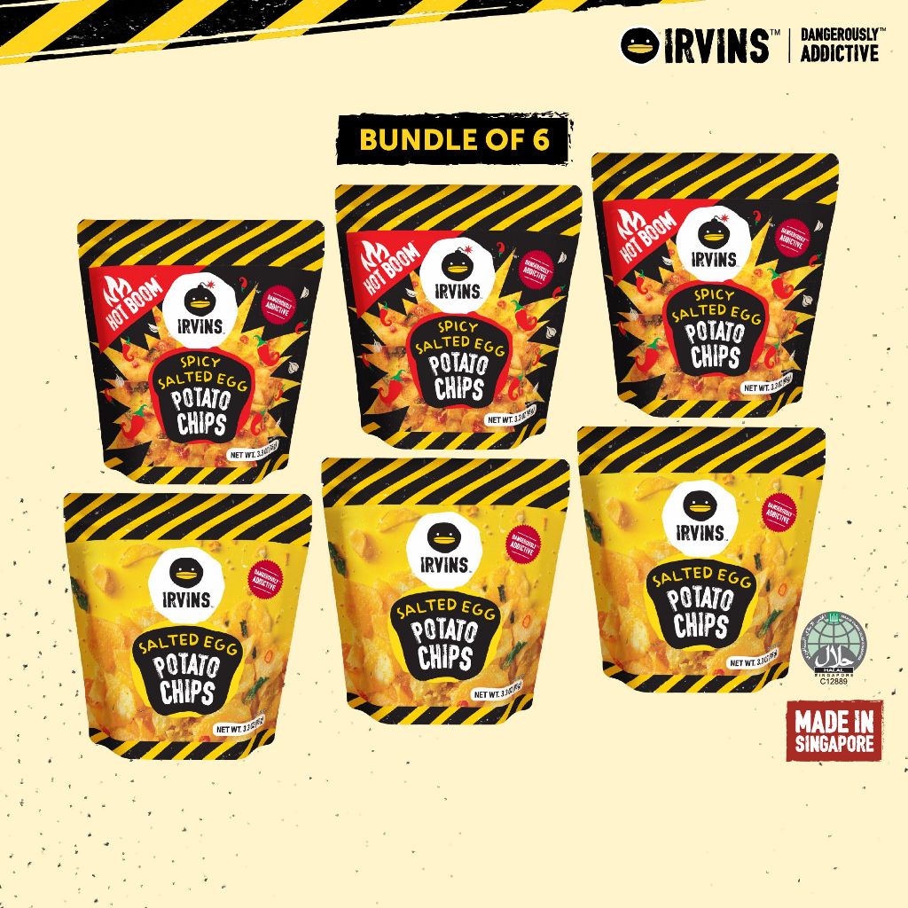 [Bundle of 6] IRVINS Salted Egg Potato Chips & Hot Boom Potato Chips ...