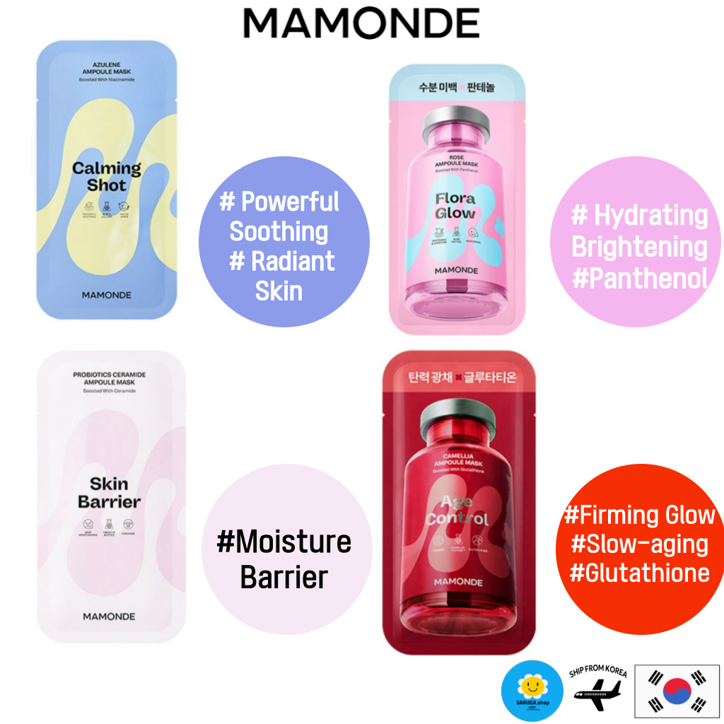 [MAMONDE] Mamonde Ampoule Mask, Calming shot, Flora Glow, Skin Barrier ...
