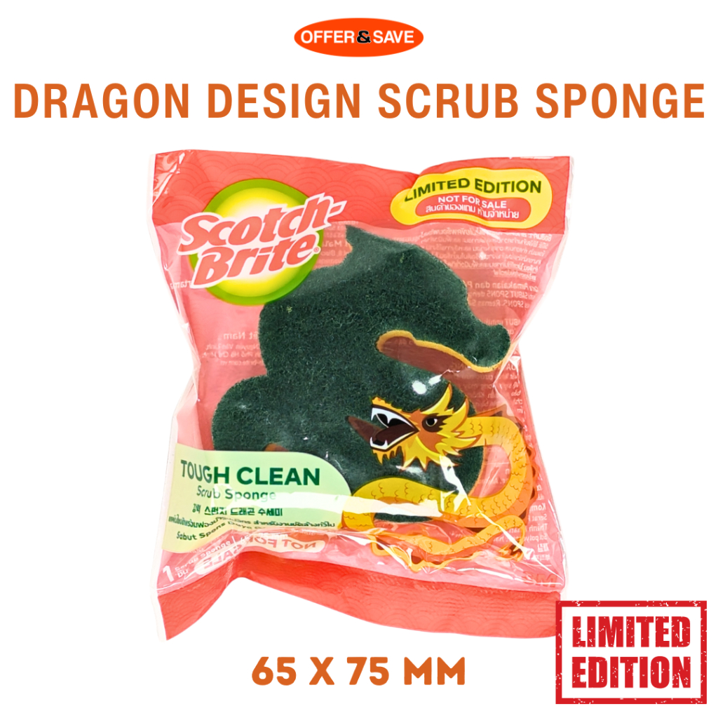 3M Scotch-Brite Tough Clean Scrub Sponge Dragon Design Srub Sponge ...