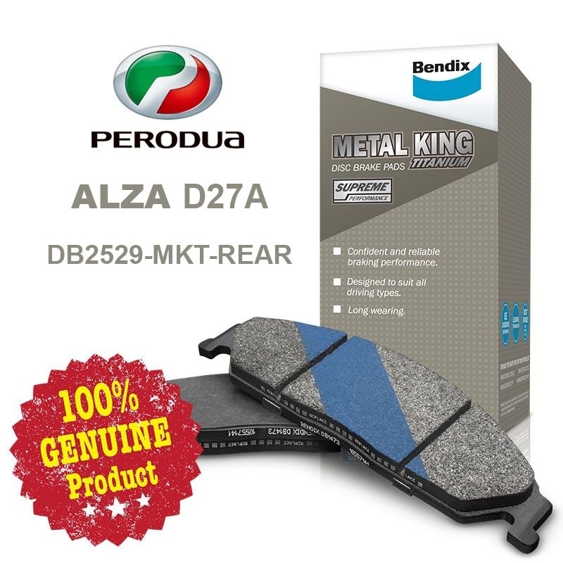 Original Bendix [DB2529MKT] Rear Brake Pad - Perodua Alza D27A Rear ...