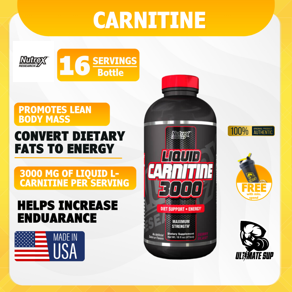 Nutrex Research Liquid Carnitine 3000, Fat Burner, Rapid Absorption ...