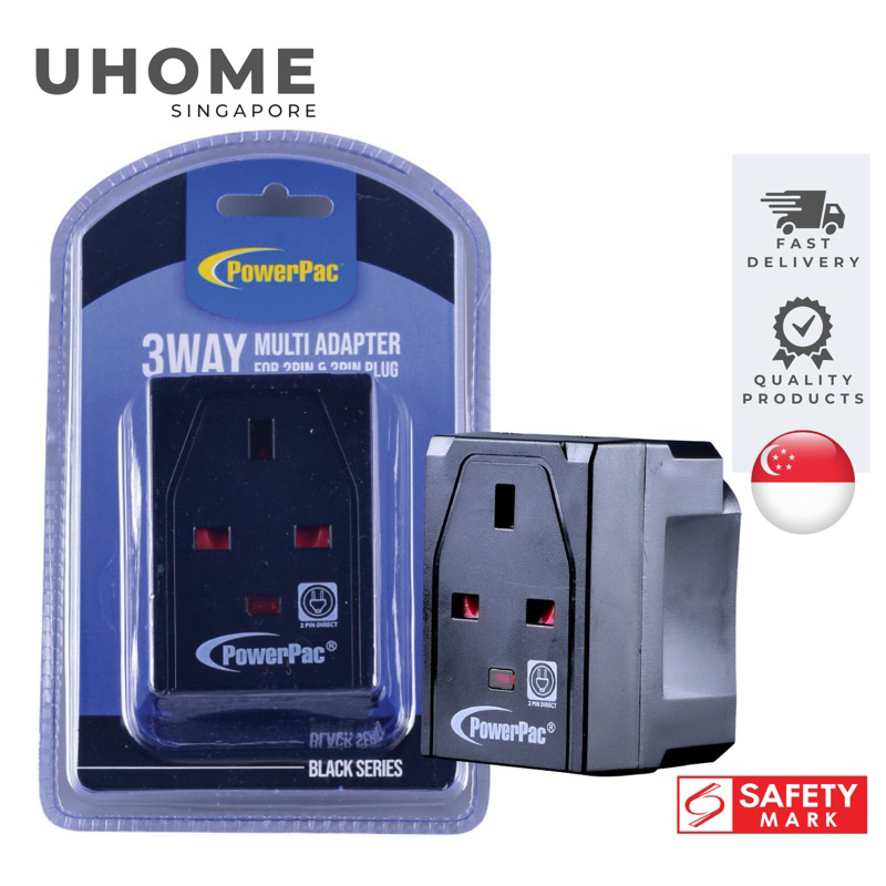 Powerpac 3 Way Multi Adaptor With 2 Pin and 3 Pin Plug | Shopee Malaysia