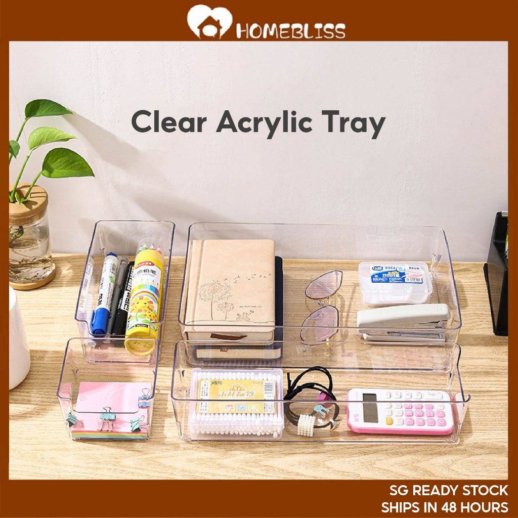Drawer Organizer Acrylic Box Transparent Tray Clear Sorting Partition ...