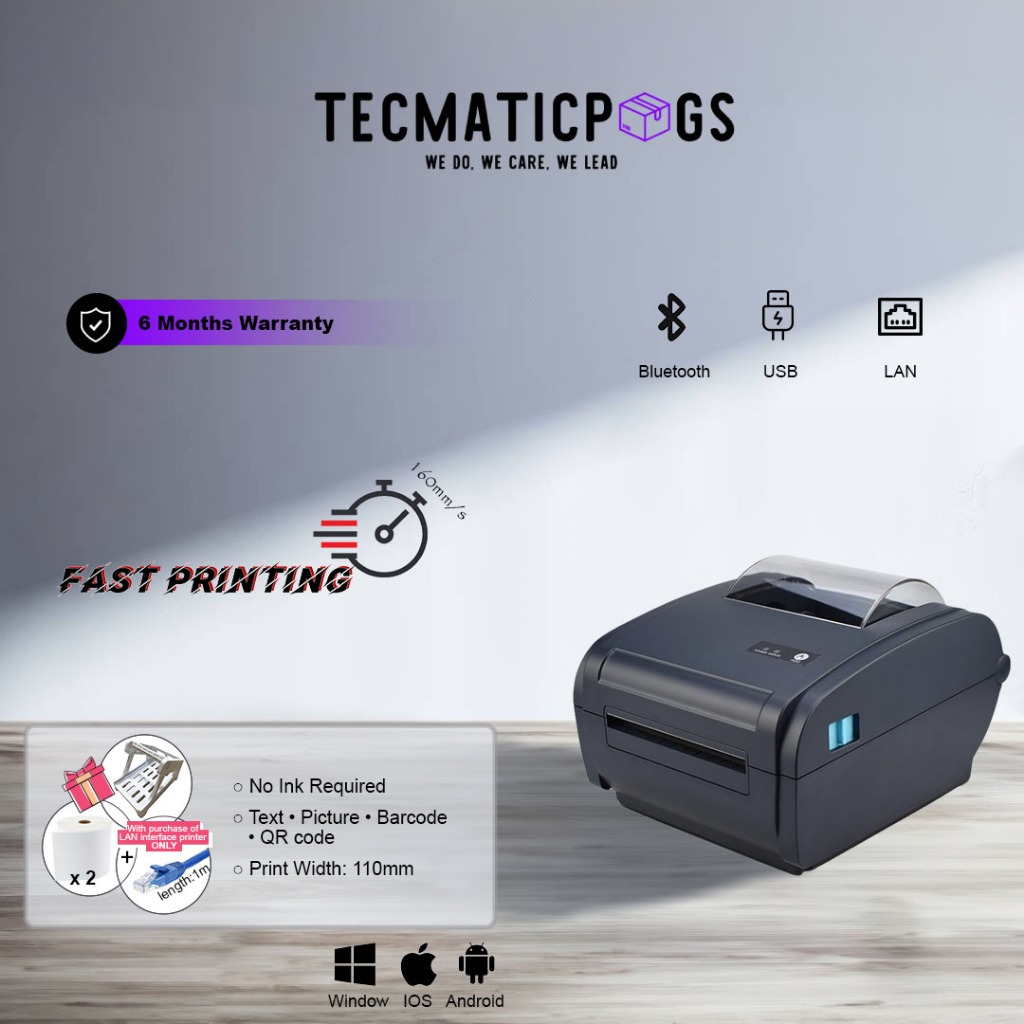 : Direct Thermal Label Printer | {USB|Bluetooth|LAN} | Barcode Printer ...