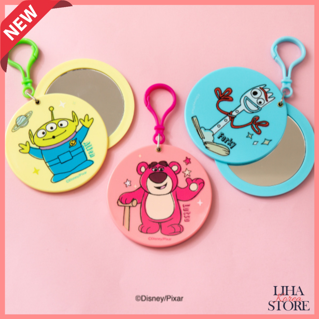 Korea Toystory Portable Slide Open Mirror Keychain Key Ring Alien Forky ...