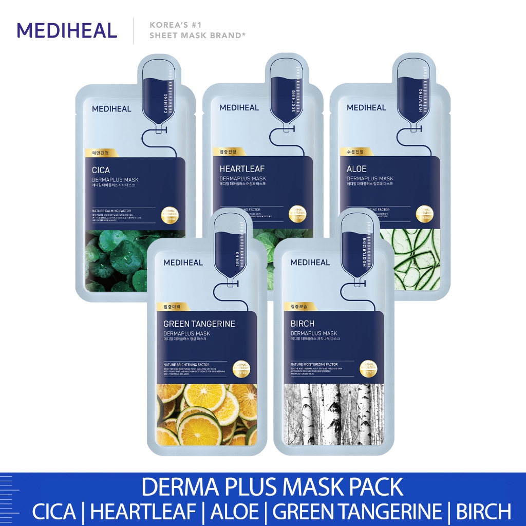 Mediheal DermaPlus Mask Pack [Cica | Heartleaf | Aloe | Green Tangerine ...