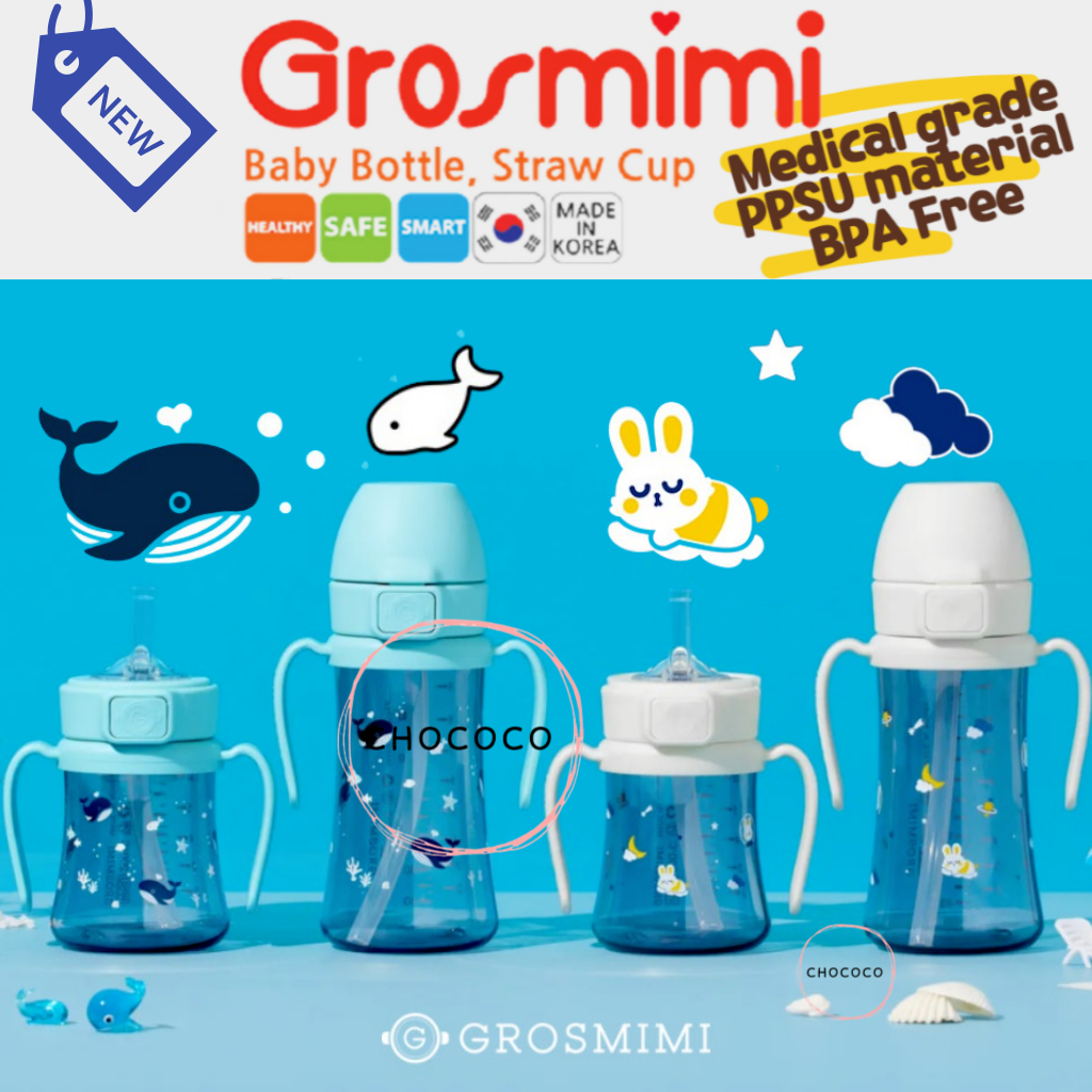 [Korea]🇰🇷 AUTHENTIC Grosmimi BUNNYVERSE BABY WHALE Straw Cup NEW Dark ...
