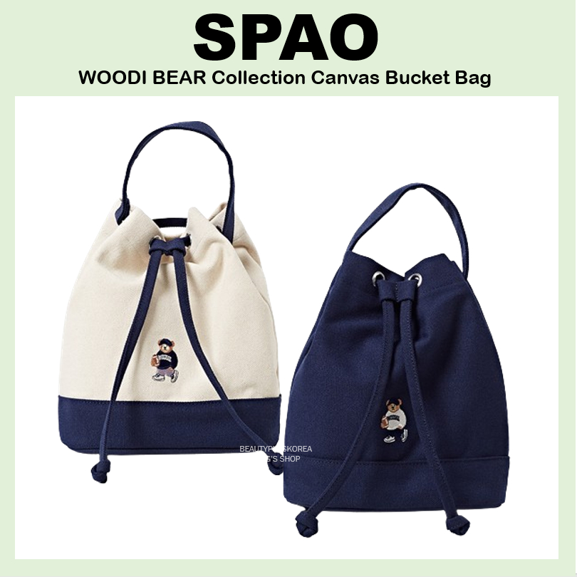 [SPAO] WOODI BEAR Collection Canvas Bucket Bag Crossbody bag WOODIE ...