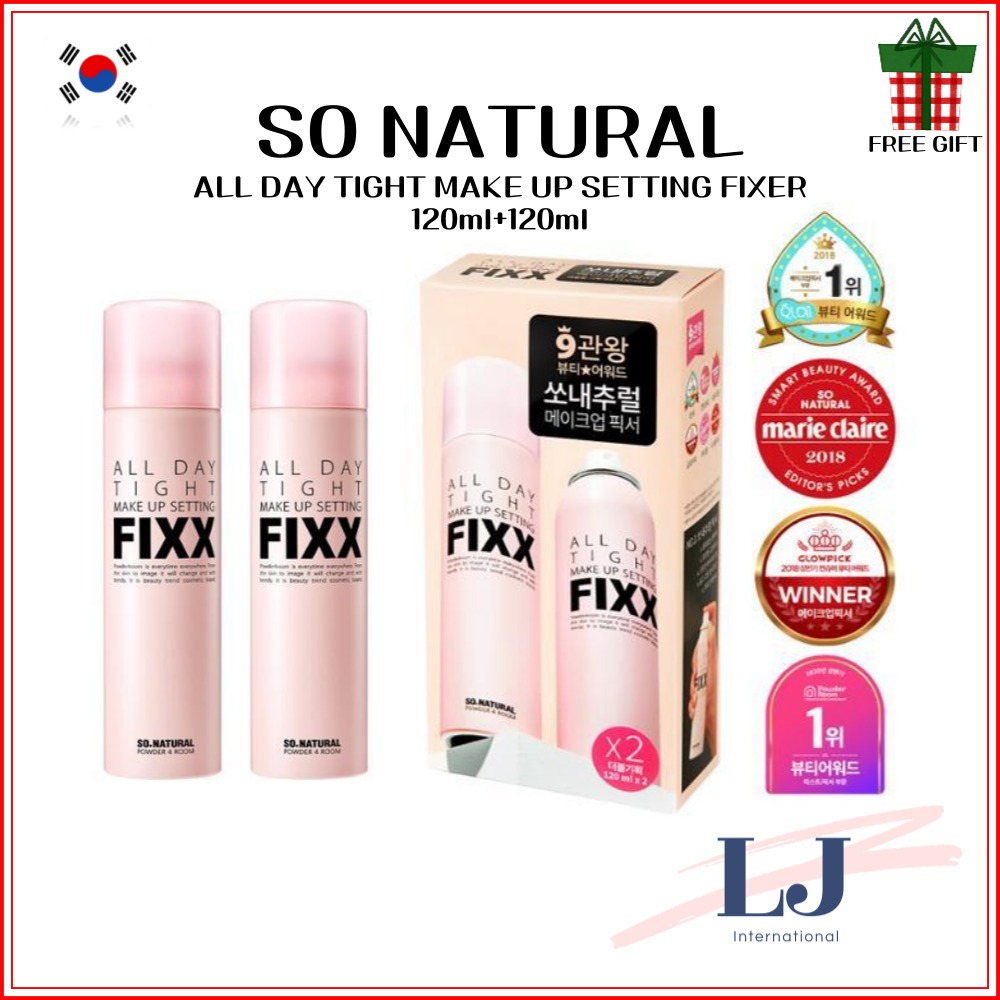 SO NATURAL ALL DAY TIGHT MAKE UP SETTING FIXER 120ml+120ml | Shopee ...