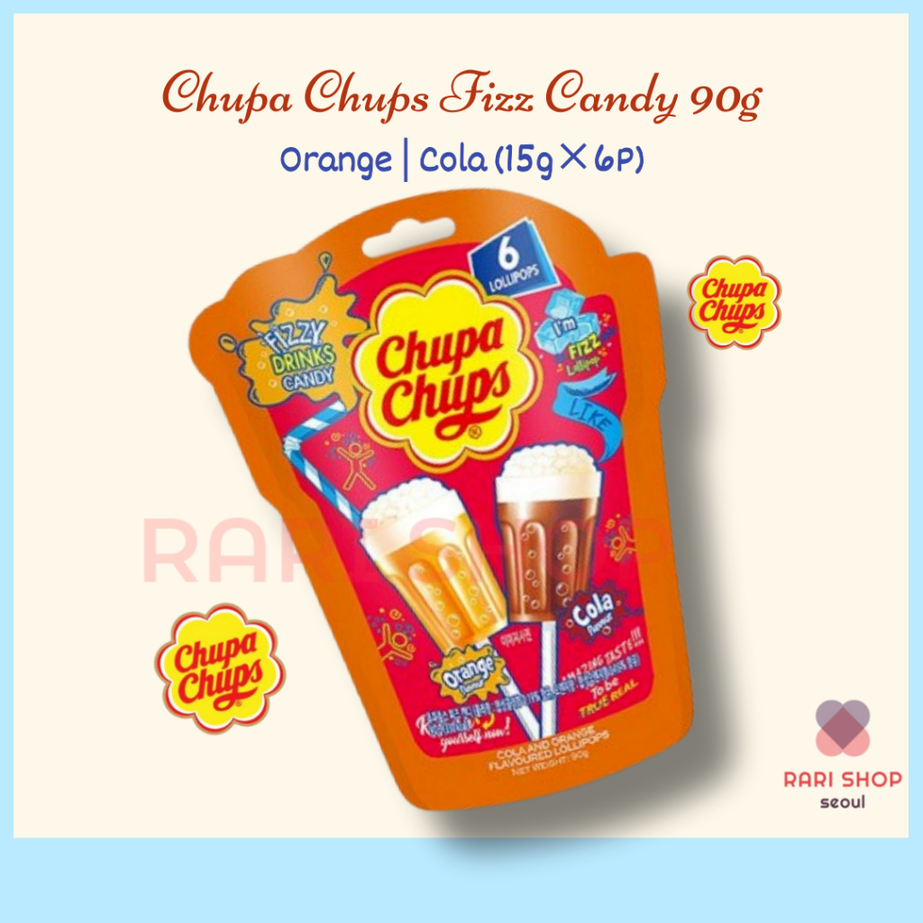 [CHUPA CHUPS] Fizzy DRINKS Candy 90g (15g×6P) 55Kcal Orange | Cola / Soft Drink | Shopee Malaysia
