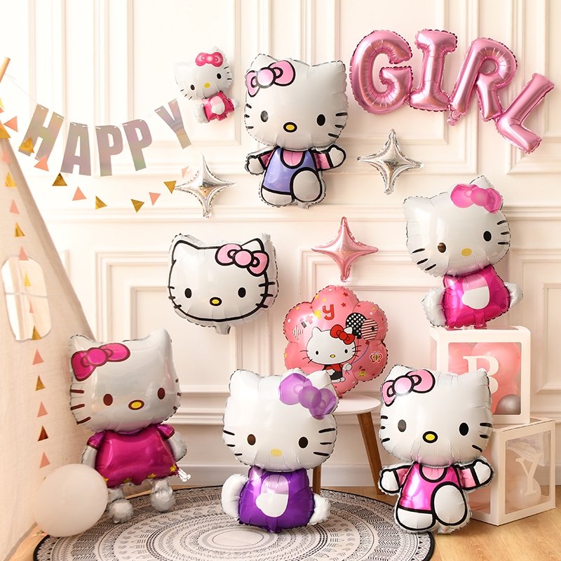 Hello Kitty Pink Purple Birthday Party Foil Balloon | Shopee Malaysia