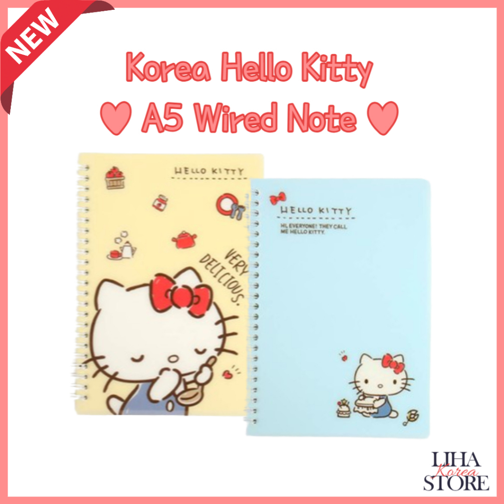 Korea Daiso Sanrio Hello Kitty A5 Wired Note 80sheets Memo pad Kitty ...