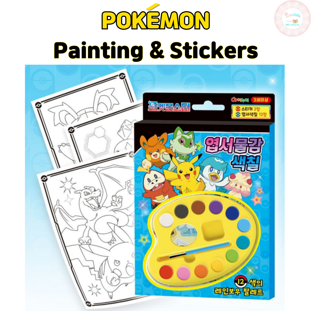 Pokémon Painting & Sticker Book Pokemon Postcard Coloring Book Paint ...