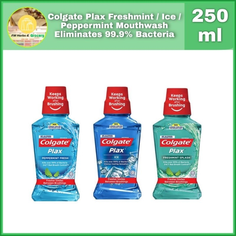 Colgate Plax Freshmint / Ice / Peppermint Mouthwash Eliminates 99.9% ...