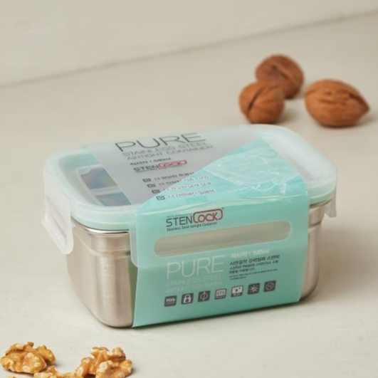 STENLOCK Pure Airtight Container 540ml (No.4) High-Quality Korean Stainless Steel 304 by POSCO ...