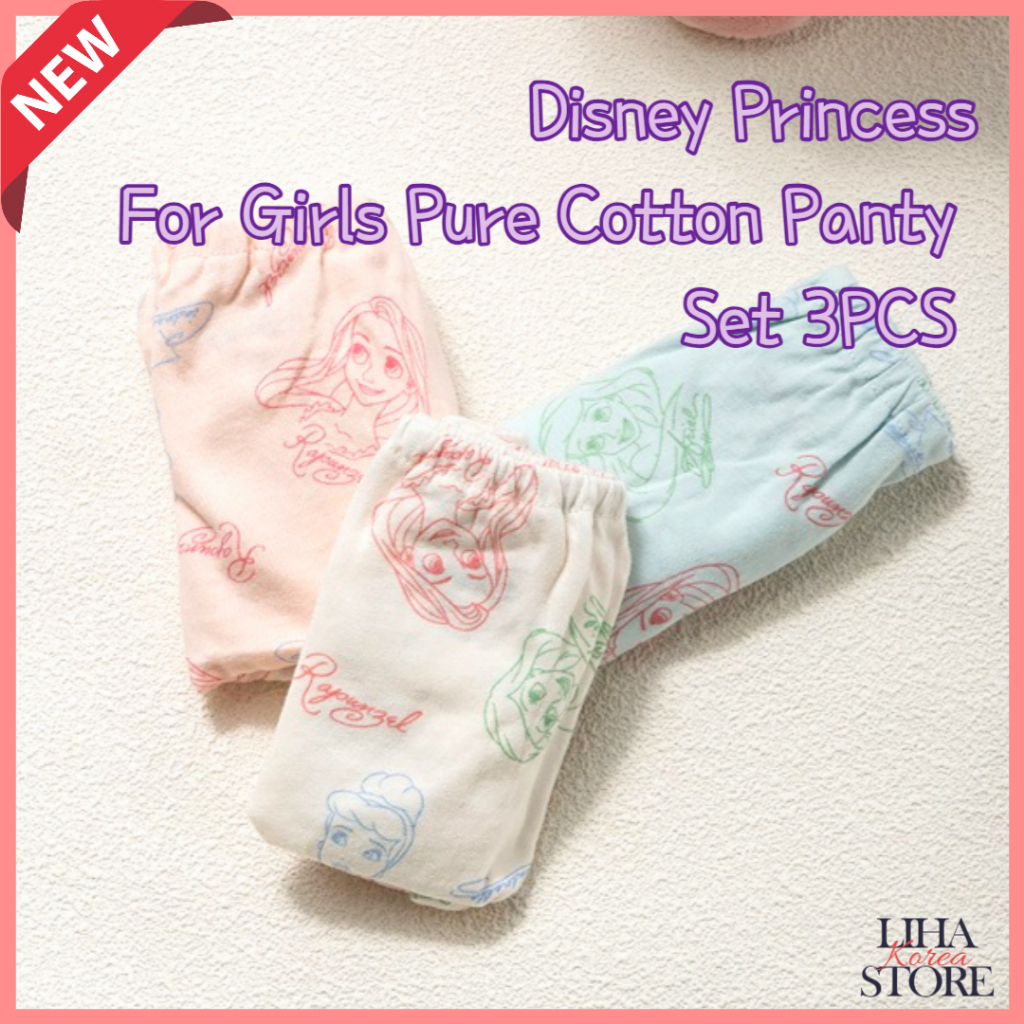 Korea Disney Princess Cotton PANTY Set 3PCS Kids Underwear Girls(Size S ...