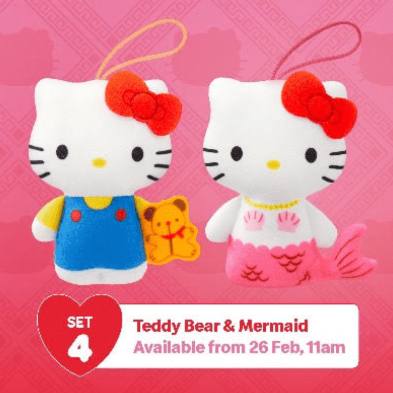 Mcdonald's mcd macs hello kitty week 4 set plush 50th anniversary ...