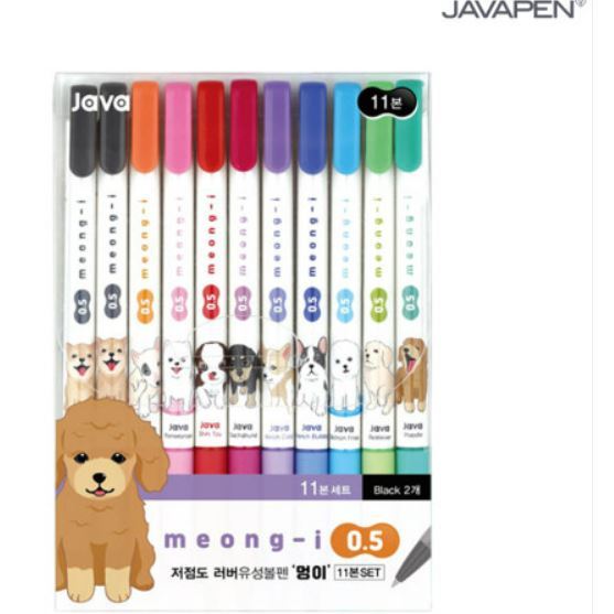 [Made In Korea] JAVA MEONG Color Ballpoint Pen Set, 0.5mm,10 Colors(11 ...