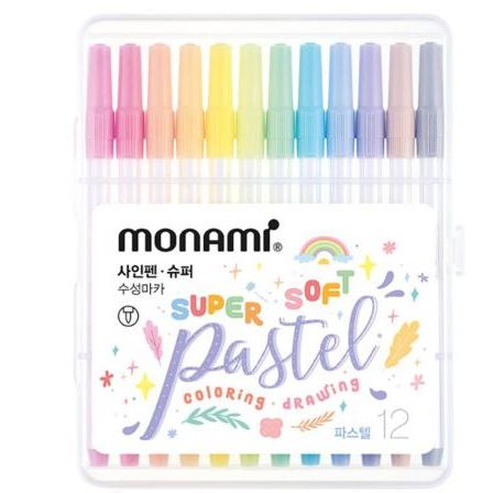 [Monami] Korean Pastel Marker Pen 12 Colors Pen Diary Decoration Pastel ...