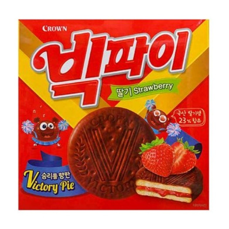 [CROWN] Big Pie Choco Strawberry jam 216g 12EA 1BOX | Shopee Malaysia