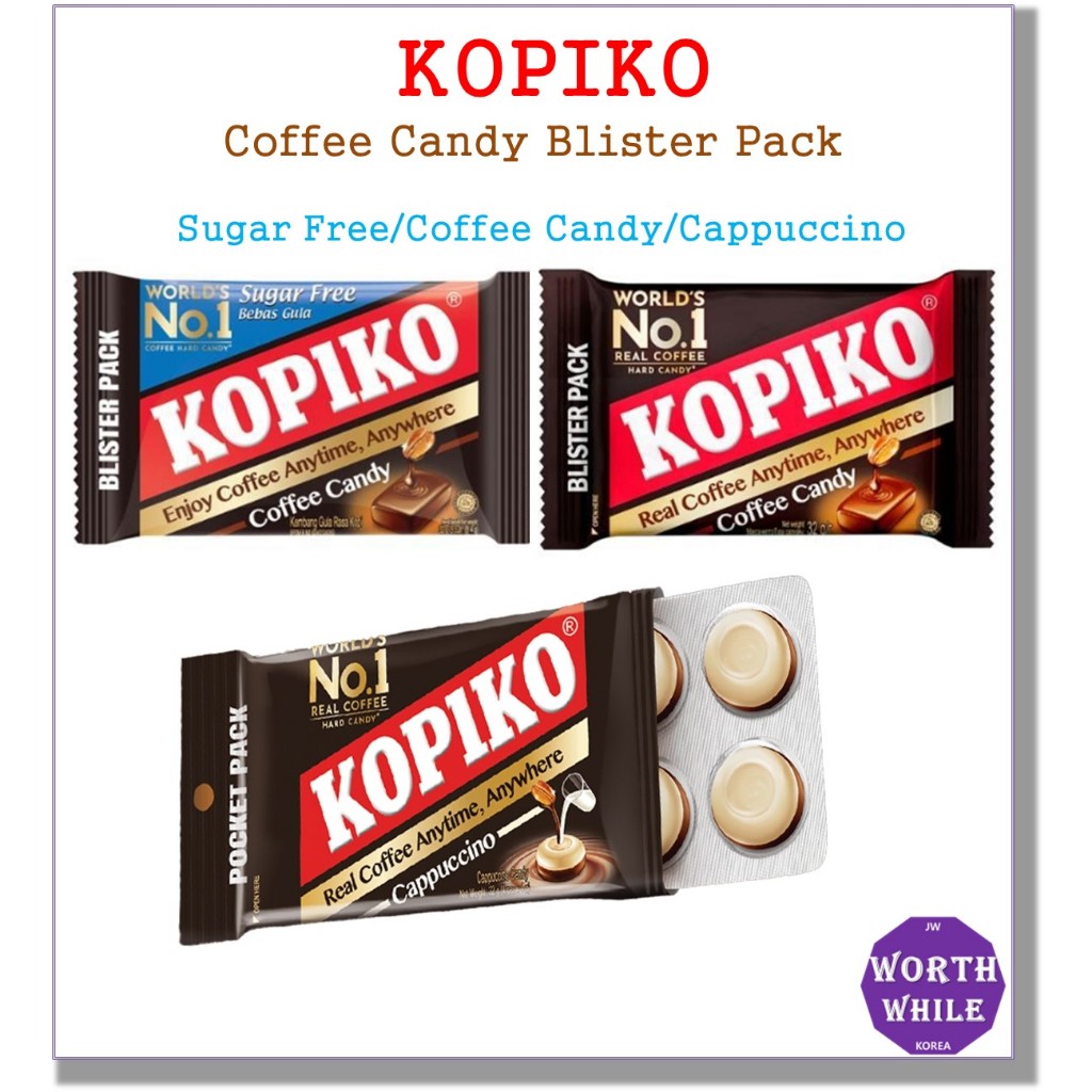 KOPIKO /Sugar Free Coffee Candy Blister Pack (8pcs × 1pack) /Sugar Free ...