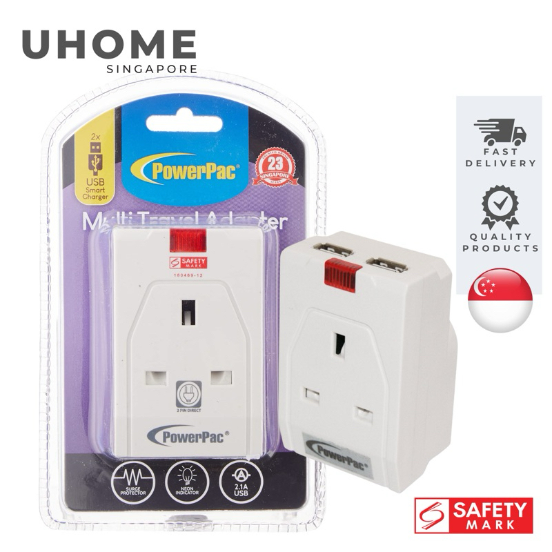 PowerPac Multi Adapter with 2X USB Adapter 2.1A (PP010U) | Shopee Malaysia